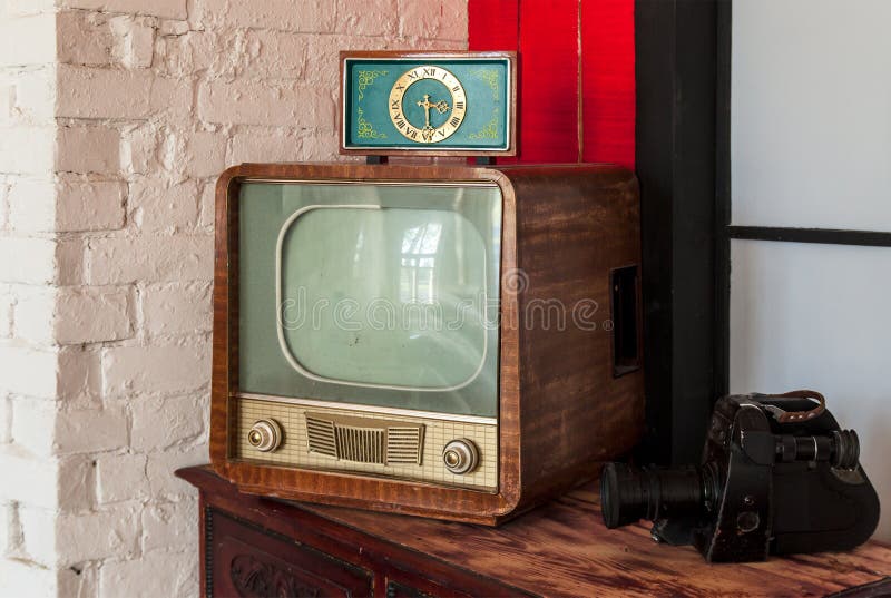 Old soviet tv set stock photo. Image of electrical, lamp - 4034134
