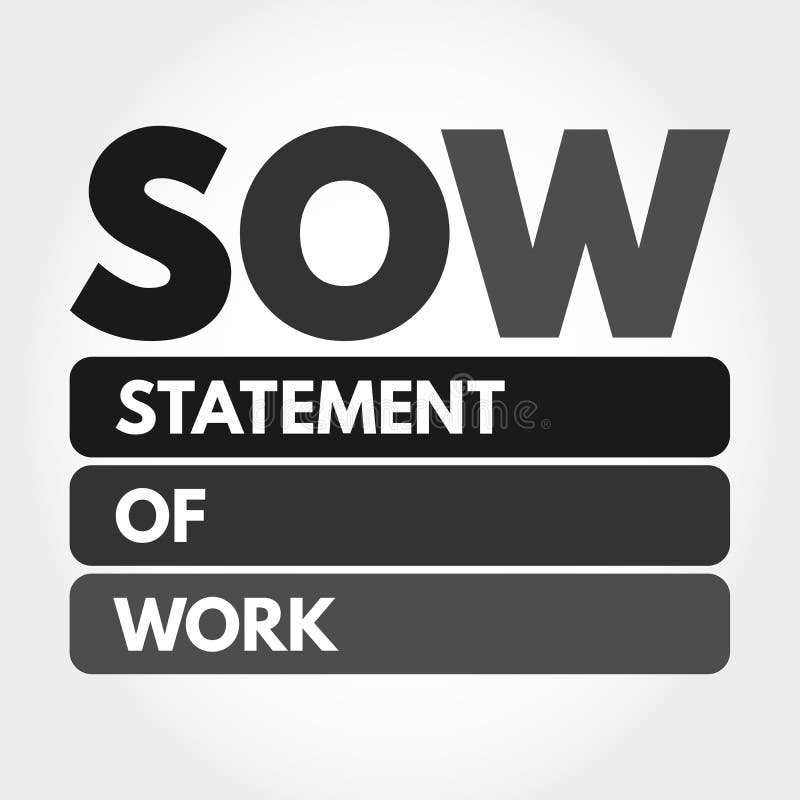 SoW, Statement of Work. Concept Table with Keywords, Letters and Icons ...
