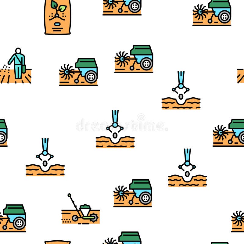 Sowing Agricultural Vector Seamless Pattern Stock Vector - Illustration ...