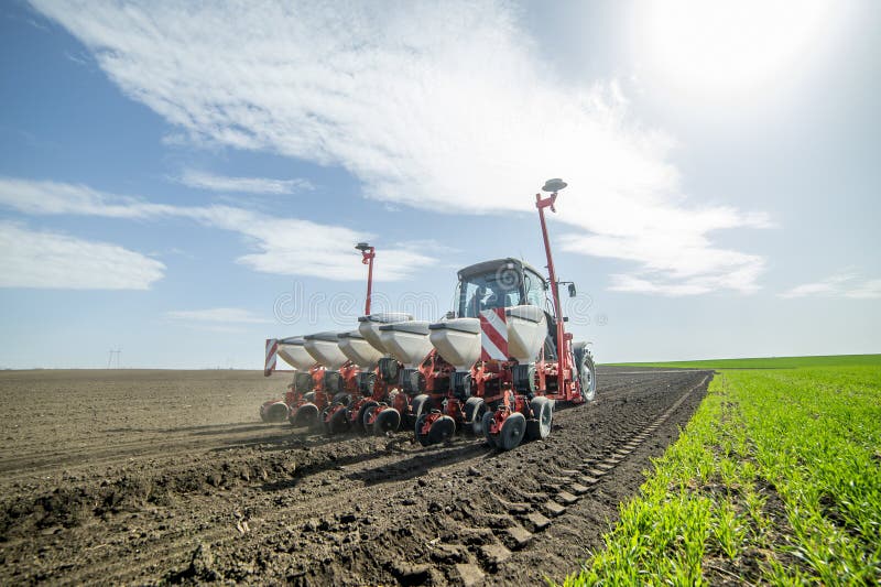 Sowing Crops at Agricultural Fields in Spring Editorial Stock Photo ...