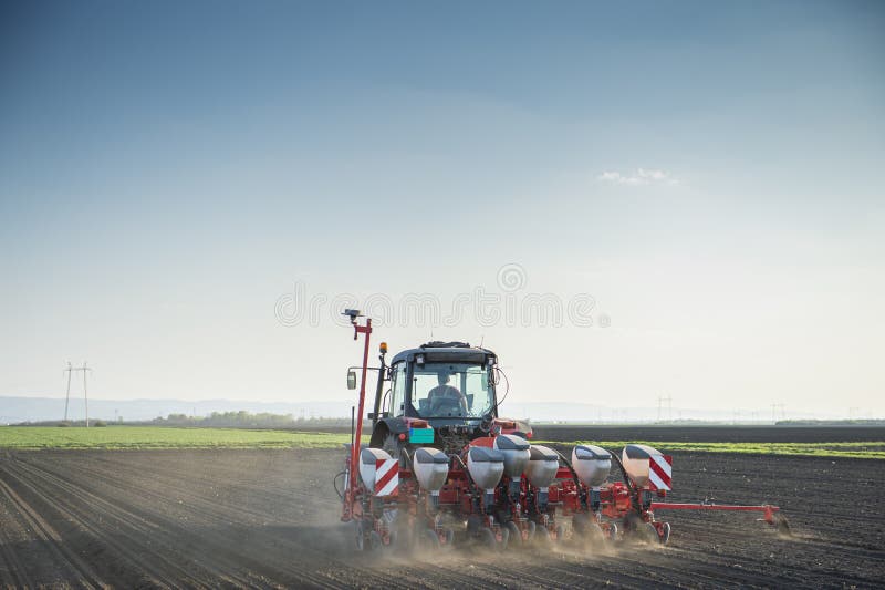 Sowing Crops at Agricultural Fields in Spring Stock Photo - Image of ...