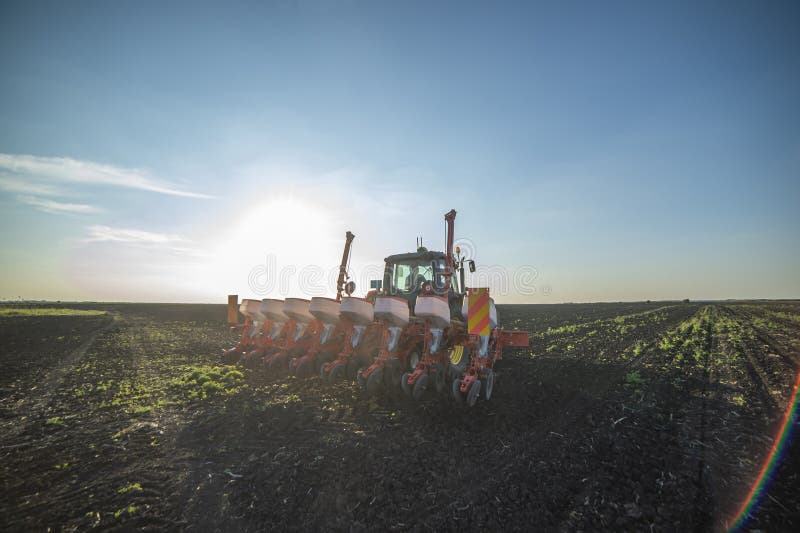 Sowing Crops at Agricultural Fields in Spring Stock Image - Image of ...