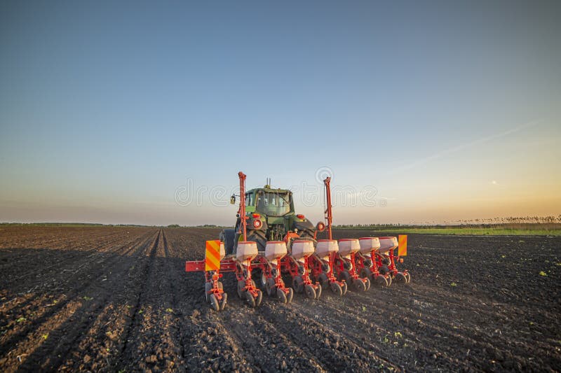 Sowing Crops at Agricultural Fields in Spring Stock Photo - Image of ...