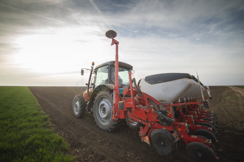 Sowing Crops at Agricultural Fields in Spring Stock Photo - Image of ...