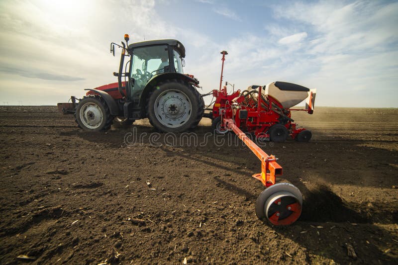 Sowing Crops at Agricultural Fields in Spring Stock Photo - Image of ...