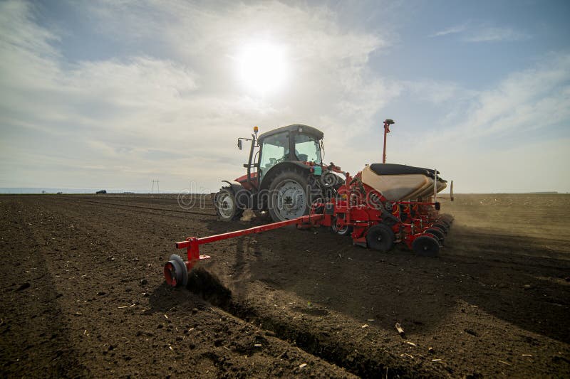 Sowing Crops at Agricultural Fields in Spring Stock Image - Image of ...