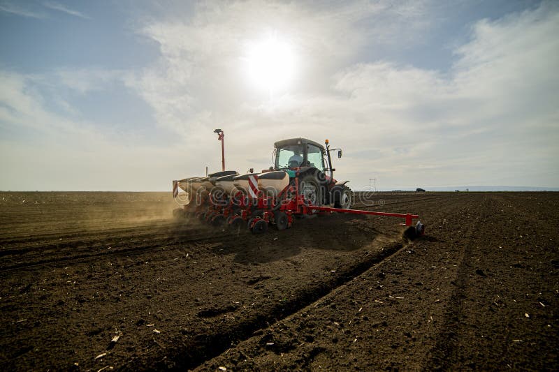 Sowing Crops at Agricultural Fields in Spring Stock Image - Image of ...