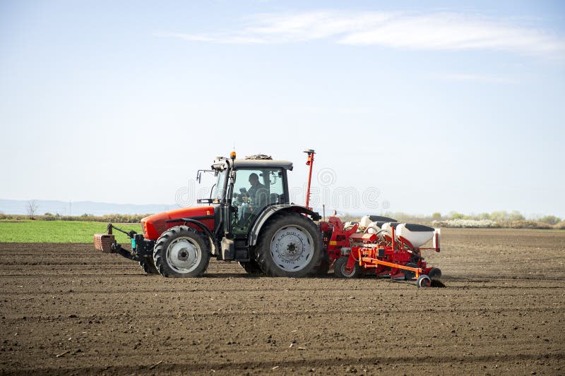 Sowing Crops at Agricultural Fields in Spring Stock Image - Image of ...