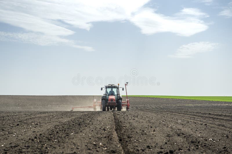 Sowing Crops at Agricultural Fields in Spring Stock Image - Image of ...