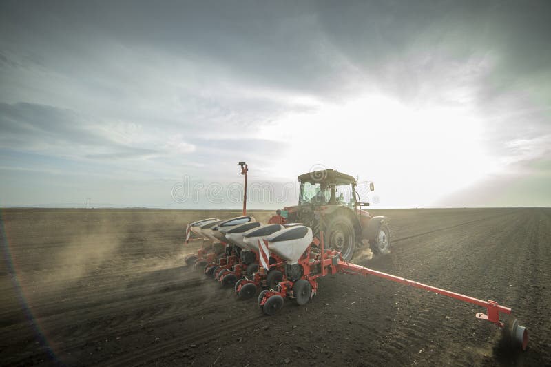 Sowing Crops at Agricultural Fields in Spring Stock Photo - Image of ...