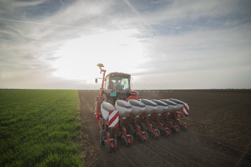 Sowing Crops at Agricultural Fields in Spring Stock Image - Image of ...