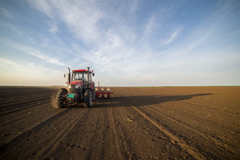 Sowing Crops at Agricultural Fields in Spring Editorial Stock Photo ...