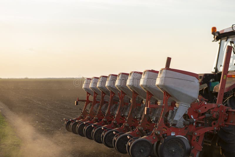 Sowing Crops at Agricultural Fields in Spring Stock Photo - Image of ...