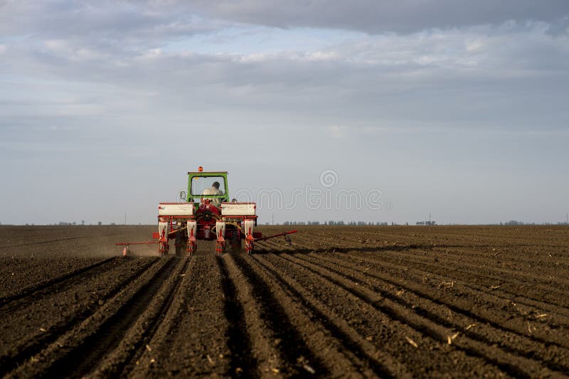 Sowing Crops at Agricultural Fields in Spring Stock Image - Image of ...