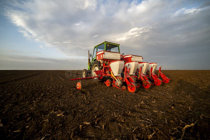 Sowing Crops at Agricultural Fields in Spring Stock Photo - Image of ...