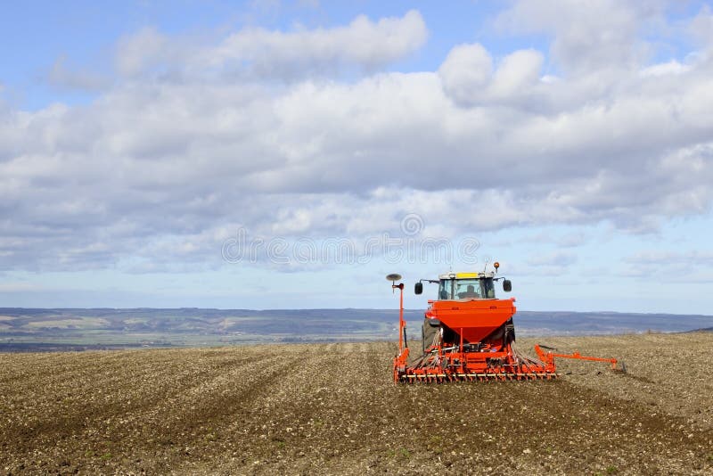 Sowing Spring Barley on the Yorkshire Wolds Stock Image - Image of ...