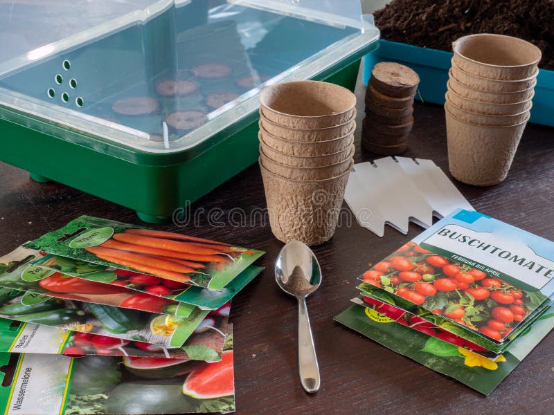 Sowing Vegetables in Spring with a Mini Greenhouse Stock Photo - Image ...
