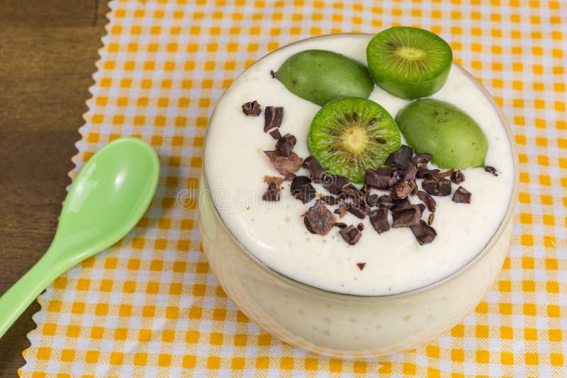 Soy bean curd dessert stock image. Image of kiwi, pudding - 129451259