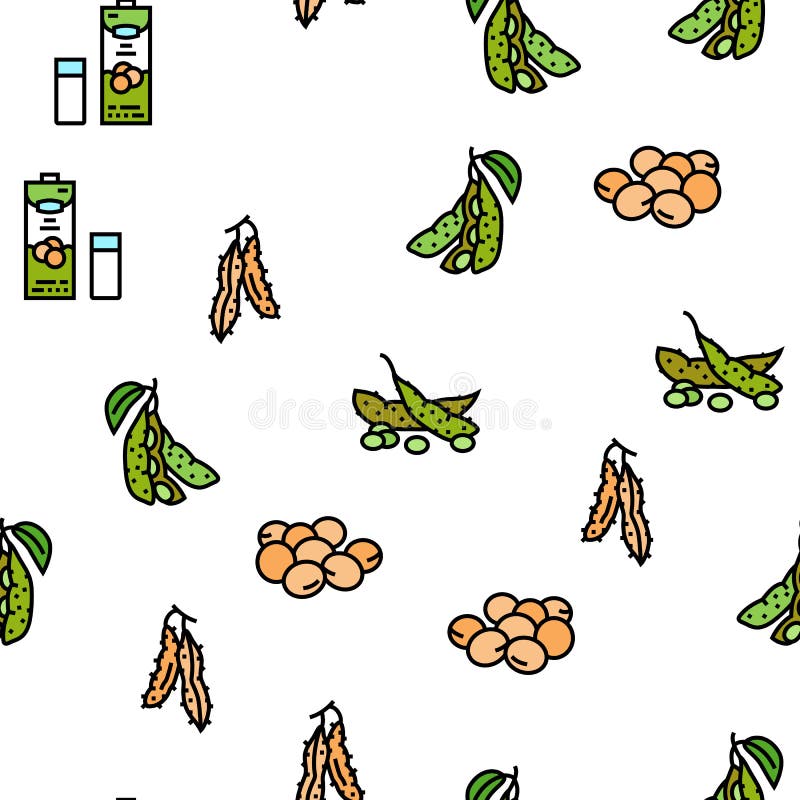 Soy Bean Food Pea Green Vector Seamless Pattern Stock Illustration ...