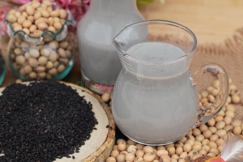 Soy Bean Milk Mix Black Sesame Delicious. Stock Photo - Image of grain ...