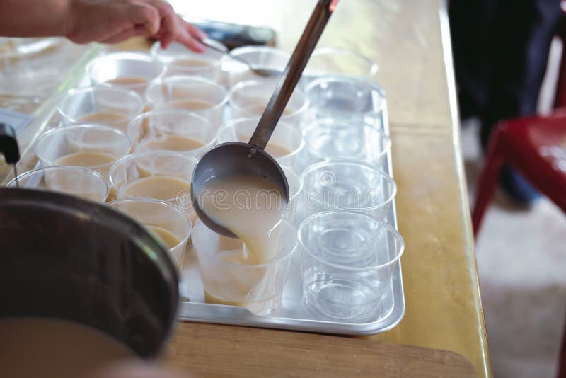 Soy Milk Pudding in Plastic Cup. Vegan Dessert Stock Photo - Image of ...