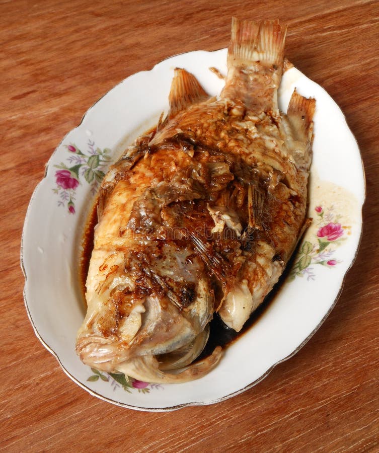 Soy sauce fish stock photo. Image of seafood, meat, dark - 76180518