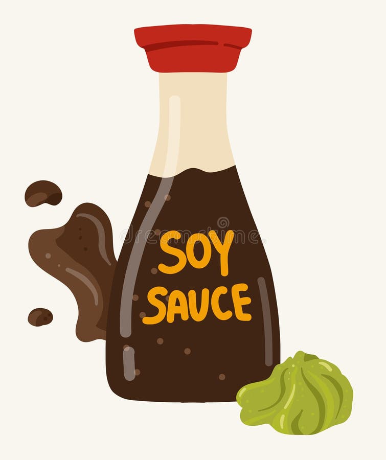 The Soy Sauce and Wasabi Bottle Was Decorated with a Soy Sauce Splash ...