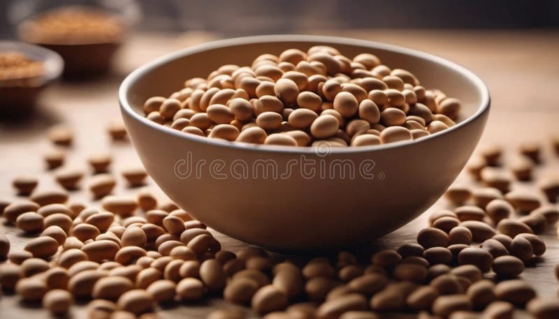 Soya beans in a beige bowl stock illustration. Illustration of meal ...