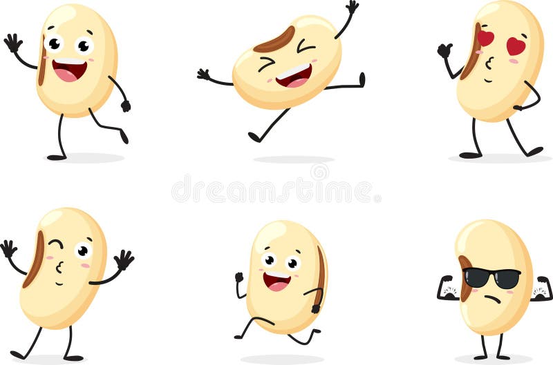 Soybean Cute Cartoon Character Set Isolated on White Background Stock ...