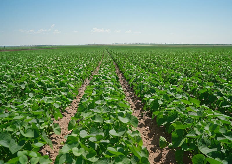Soybean Field Rows on a Sunny Day Stock Photo - Image of farm, farmland ...