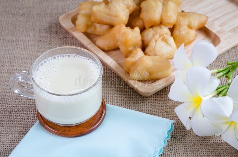 Soybean Milk with Fried Bread Stick Stock Image - Image of delicious ...