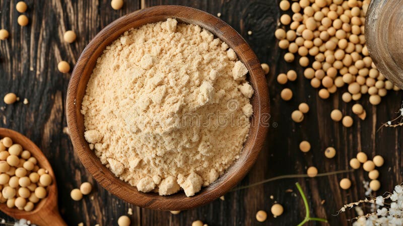 Soybean Powder in a Bowl on the Kitchen Table. AI Generated. Stock ...