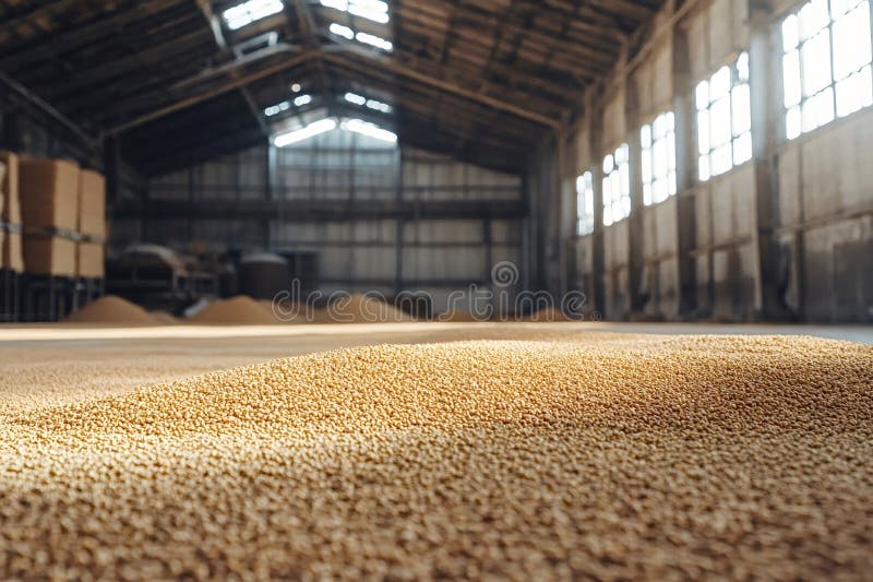 Soybean Seeds Covering Floor of Warehouse Stock Image - Image of ...