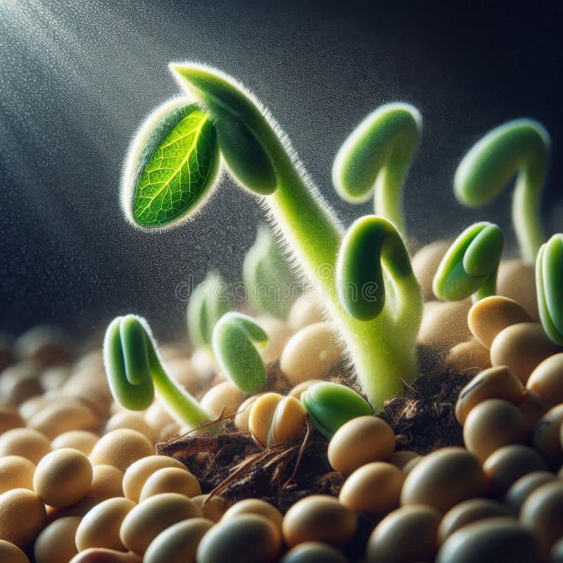 Soybean Sprouting. New Life Emerging from a Soybean Seed Stock ...
