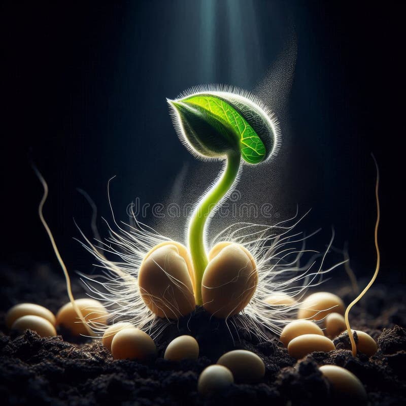 Soybean Sprouting. New Life Emerging from a Soybean Seed Stock ...