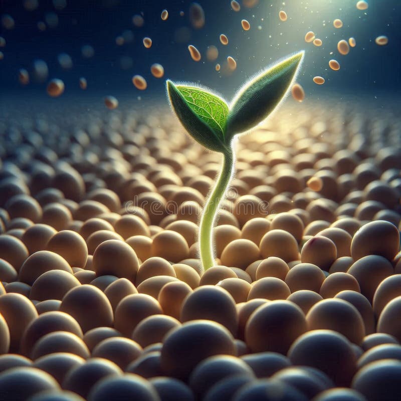 Soybean Sprouting. New Life Emerging from a Soybean Seed Stock ...
