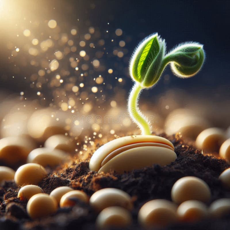 Soybean Sprouting. New Life Emerging from a Soybean Seed Stock ...