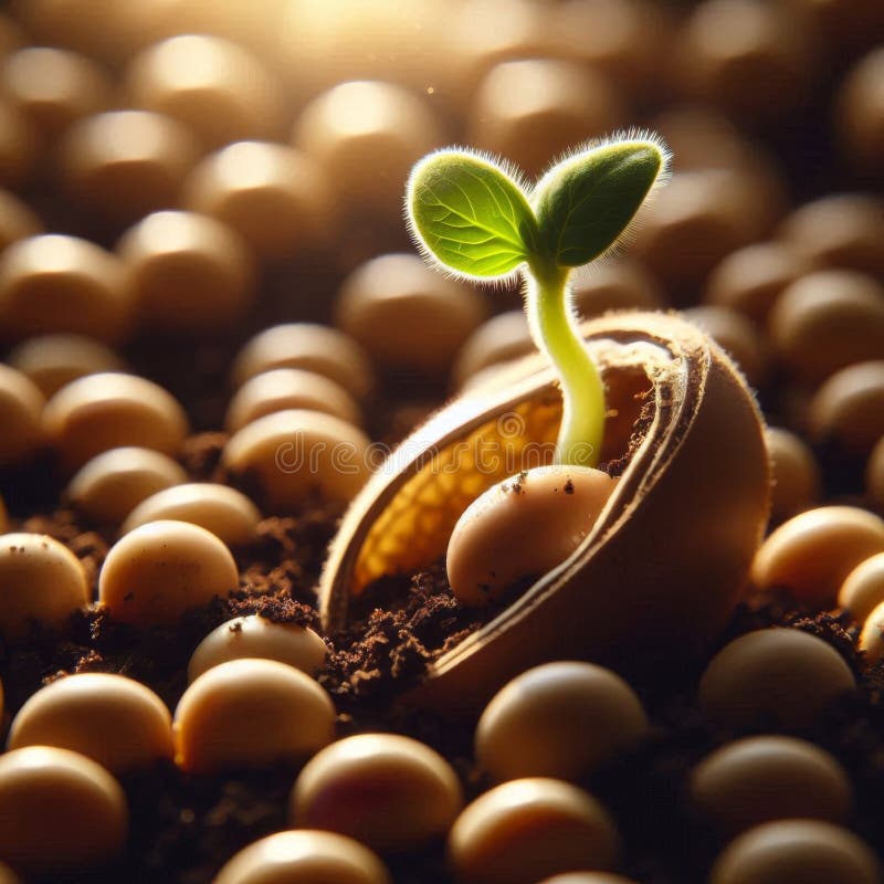 Soybean Sprouting. New Life Emerging from a Soybean Seed Stock ...