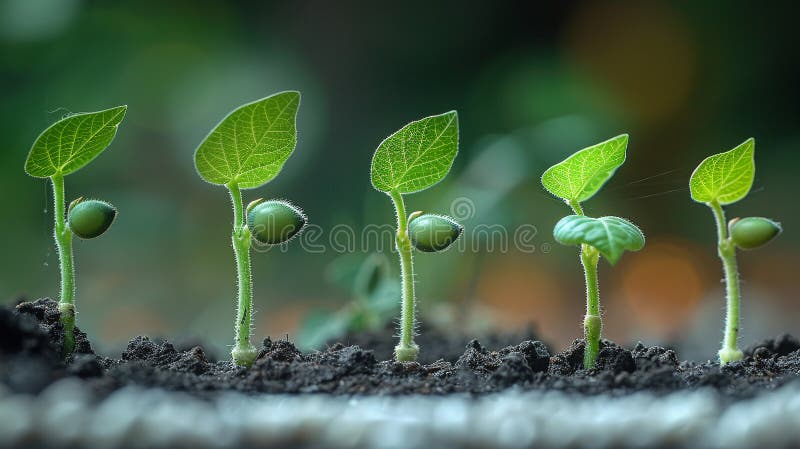 Soybean Sprouts Grow in the Field. Close-up of a Soybean Sprout Stock ...