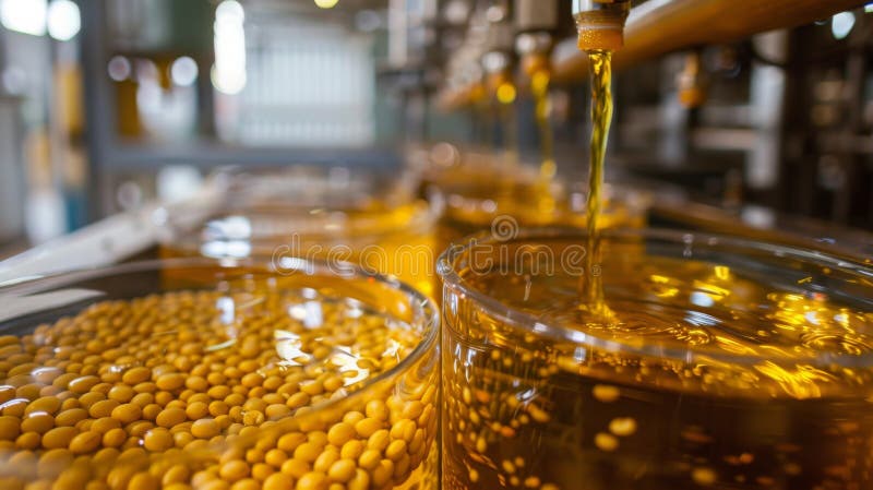 Soybean Oil Production Process in Modern Facility during Daytime Stock ...