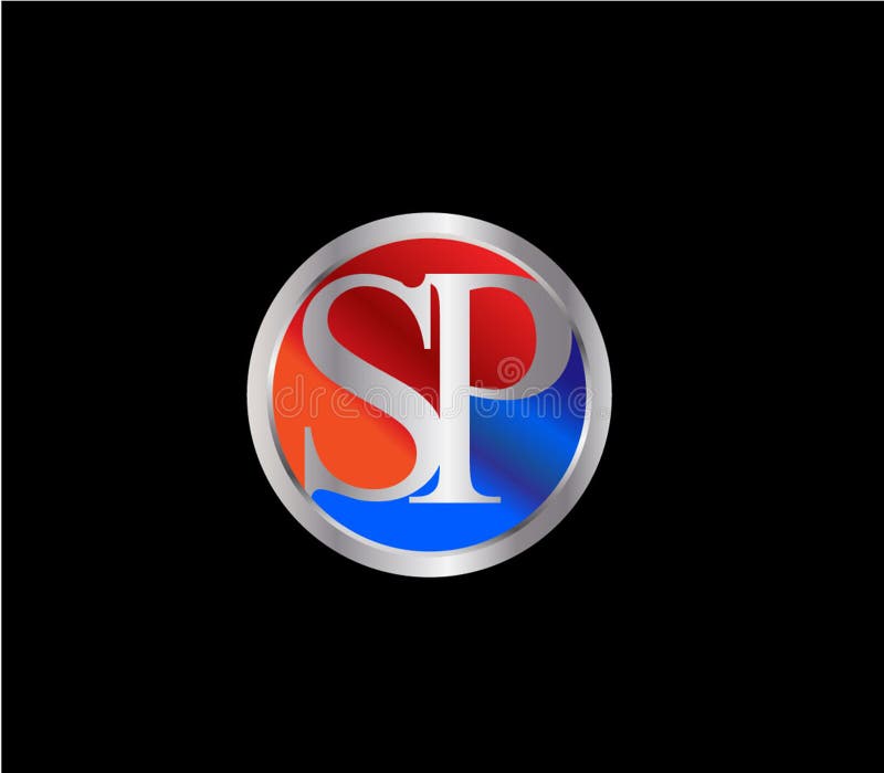 SP Initial Circle Shape Red Blue Silver Color Later Logo Design Stock ...