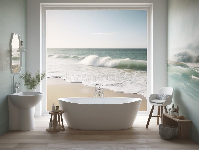 Spa Ambiance - Soothing Wallpaper Featuring a Serene Beach Scene Stock ...