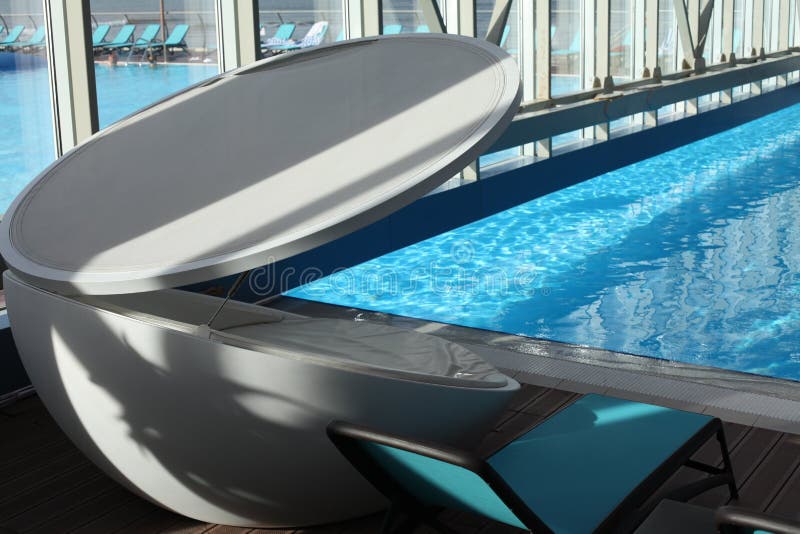 Spa Area with Blue Swimming Pool Stock Photo - Image of bath, pool ...