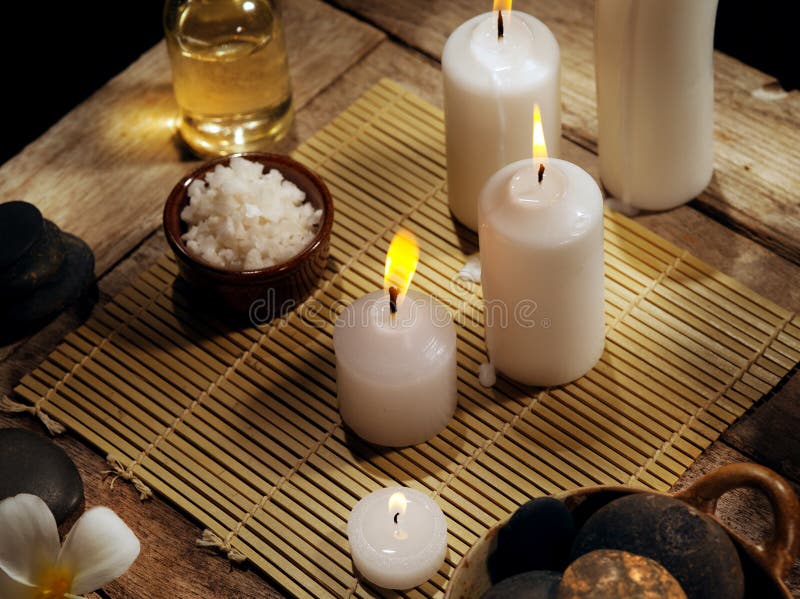 Spa and aroma stock photo. Image of fire, flower, salt - 96792336