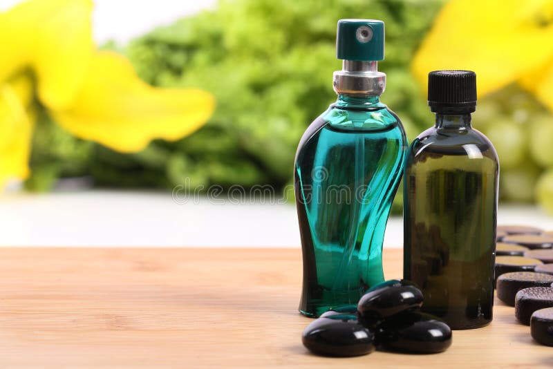 Spa aromatic oil bottles stock photo. Image of aroma - 107714264