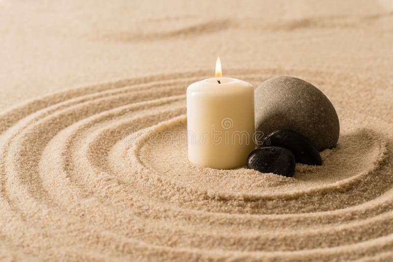 Spa Atmosphere Candle Zen Stones in Sand Stock Photo - Image of ...