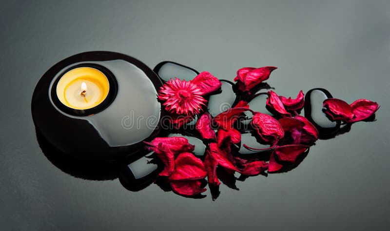 Spa Background. Red Petals, Stones Black Stock Image - Image of life ...