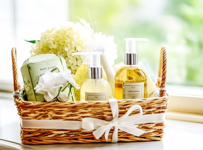 Spa and Bath Products in a Gift Basket Packaged in an Elegant Country ...