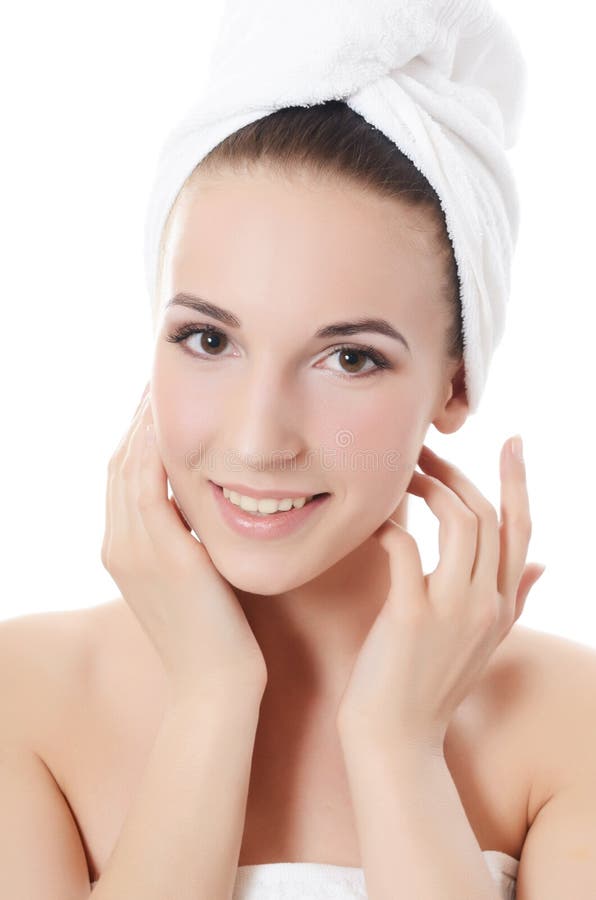 Spa Beautiful Woman Isolated on White Background Stock Image - Image of ...