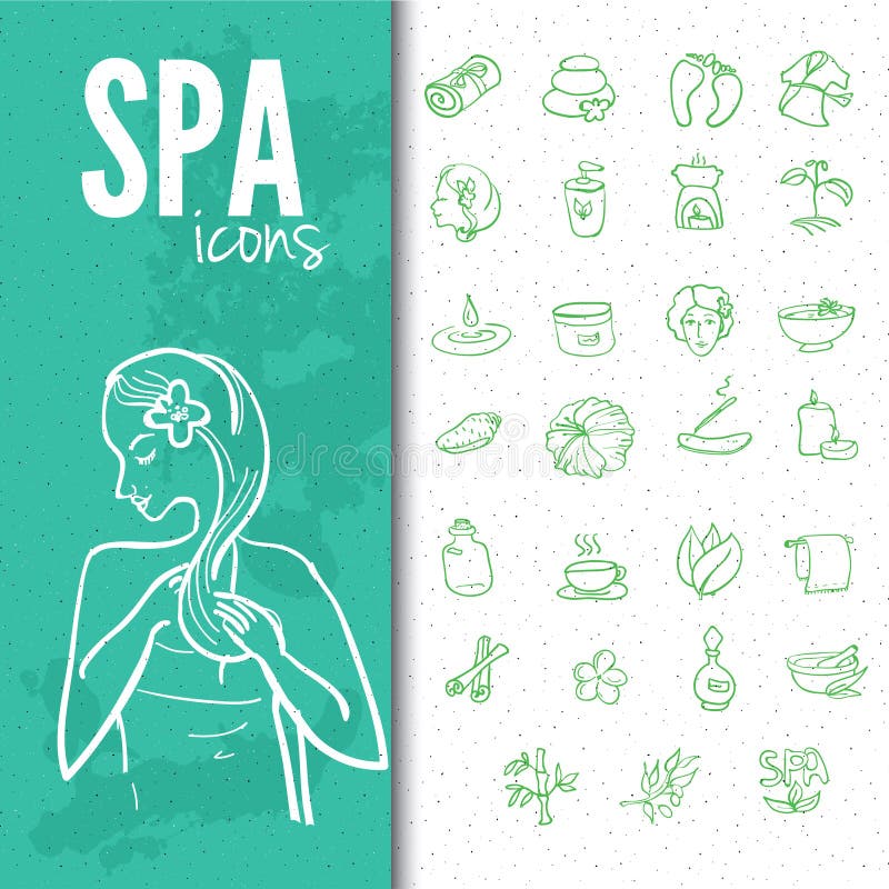 Spa & Beauty Doodle Icons Set Stock Vector - Illustration of beauty ...